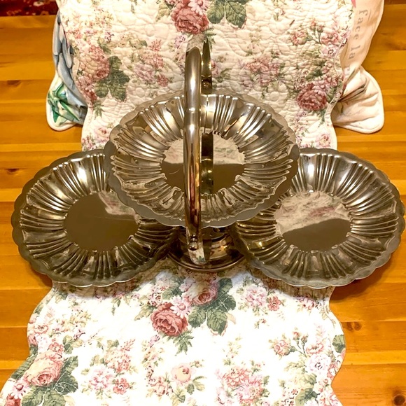 Dining | Vintage Silver 3 Tier Metal Foldable Tray Euc | Poshmark